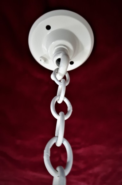 Solid Ceiling Rose Hook Plate with chain in white 16 inches of white coated chain Hanging ...