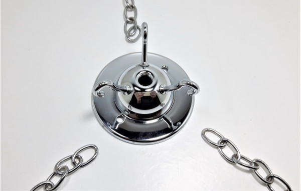 Chandelier 3 hook ceiling plate in chrome with 3 x 12 inch lengths of ...