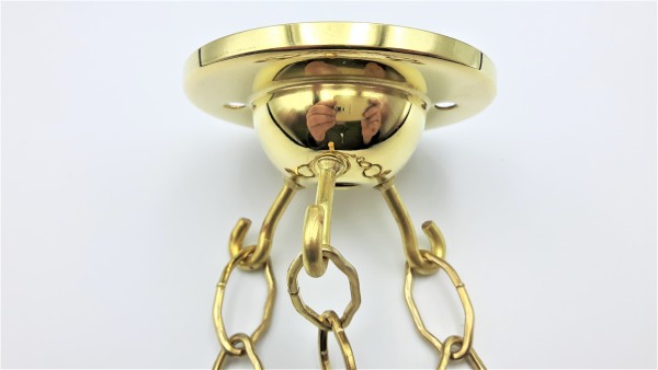 Chandelier 3 hook ceiling plate in brass with 3 x 12 inch lengths of ...