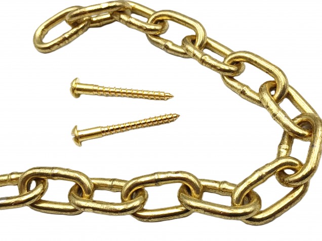 Solid Brass LARGE DOME Ceiling Hook with screws and chain 15kgs max load