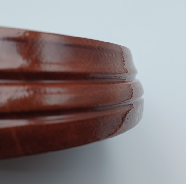 Large hardwood Ceiling pattress manufactured from Sapele varnished