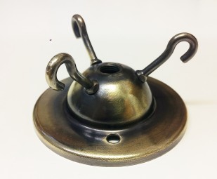 Chandelier 3 hook ceiling plate in brushed antique brass